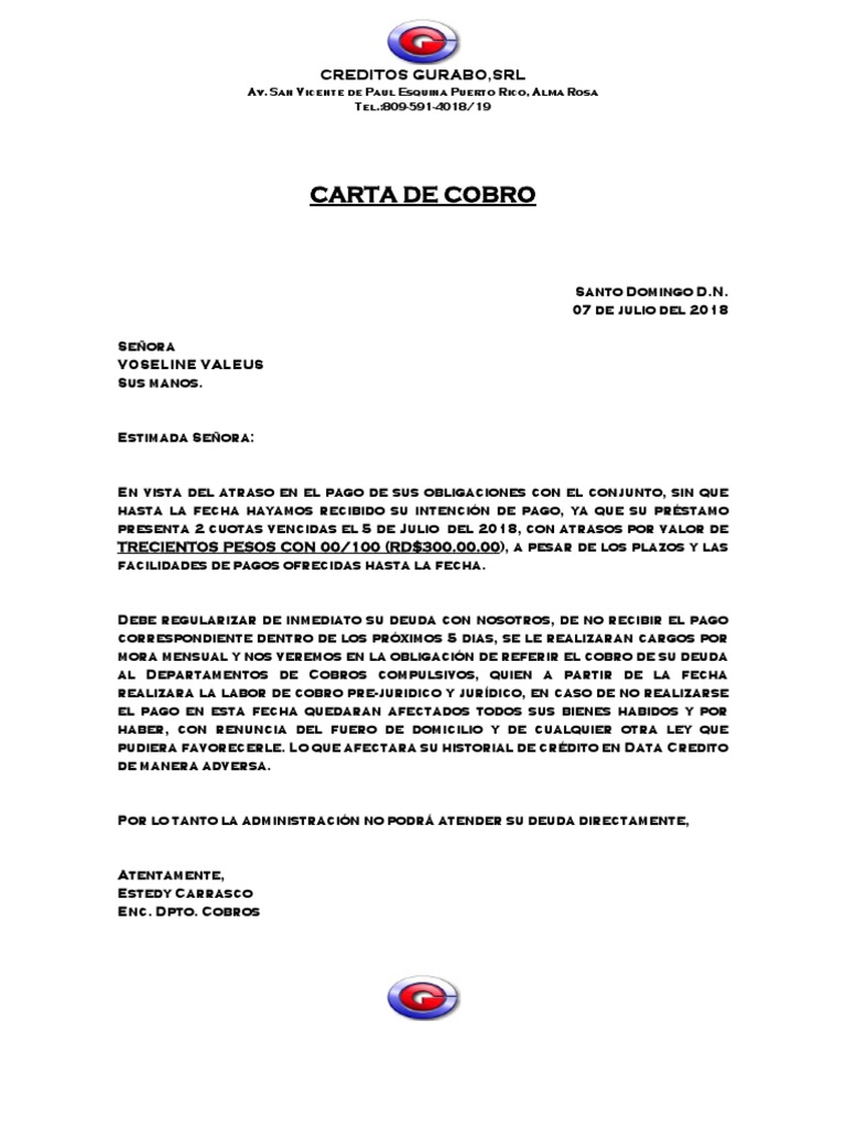 Carta de Cobro por Deuda Pendiente | PDF | Deuda | Puerto Rico
