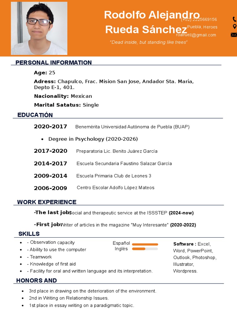 Rueda Sánchez Rodolfo Alejandro: Personal Information | PDF