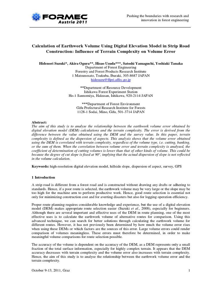 Calculation of Earthwork Volume Using Digital Elevation Model in Strip ...