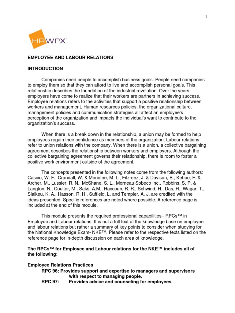 Employee and Labour Relations | PDF | Human Resources | Employment