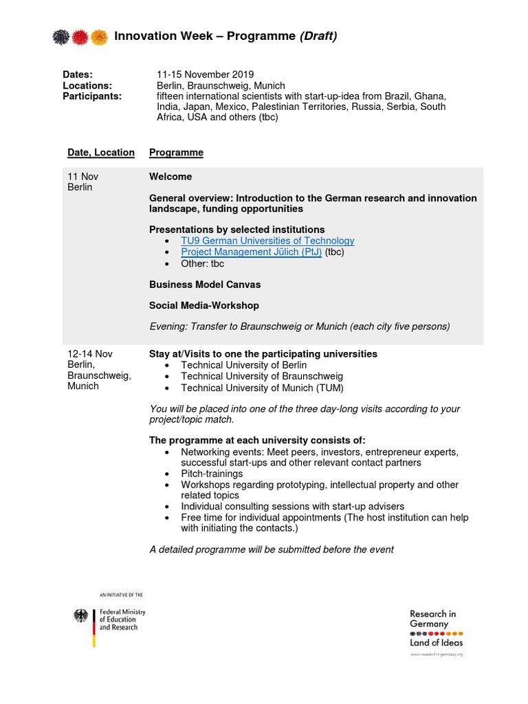 Innovation Week - Programme (Draft) : Tu9 German Universities of ...