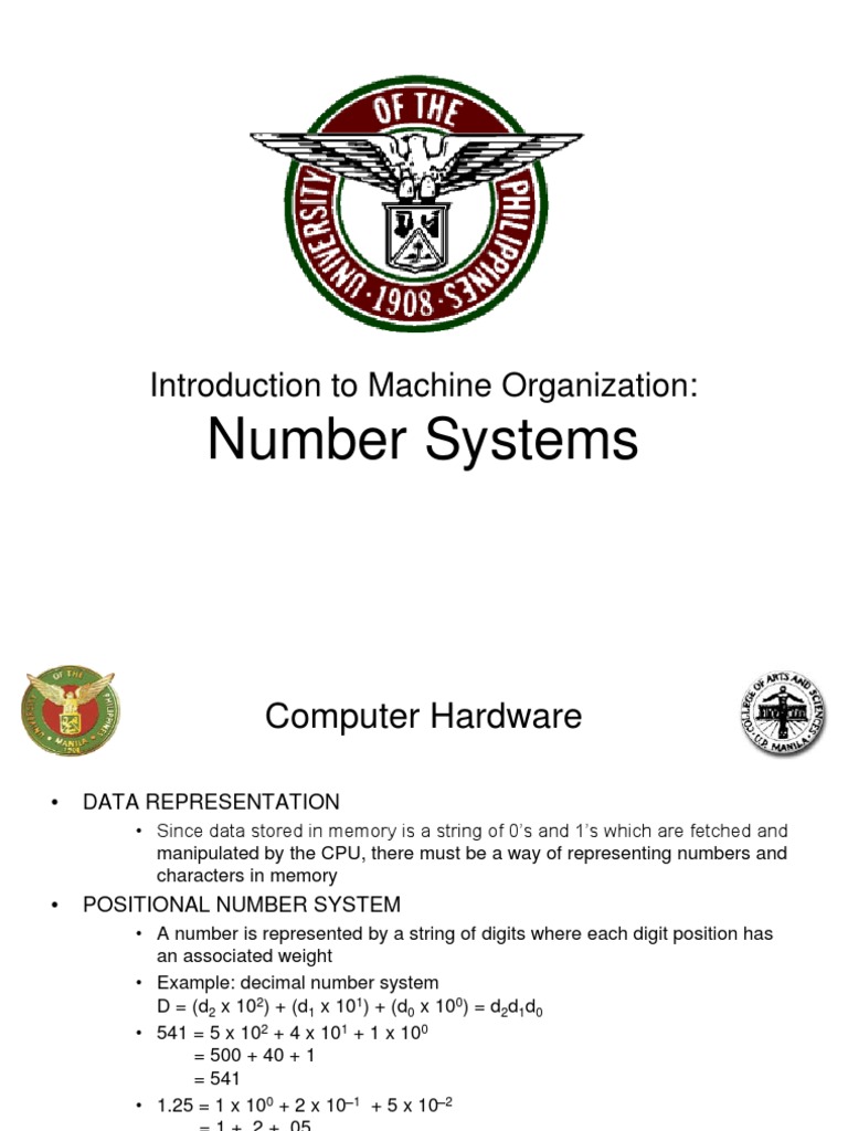 Number Systems: Introduction To Machine Organization | PDF | Encodings | Mathematical Notation