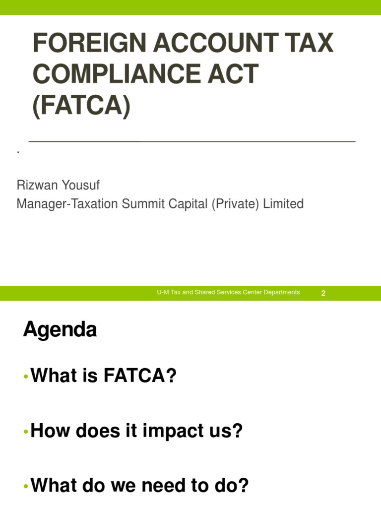 Foreign Account Tax Compliance Act (Fatca) | PDF | Irs Tax Forms ...