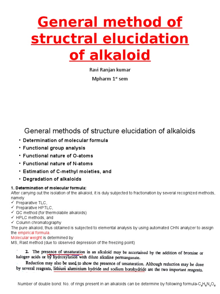 General Method of Structural Elucidation of Alkalooid | PDF ...