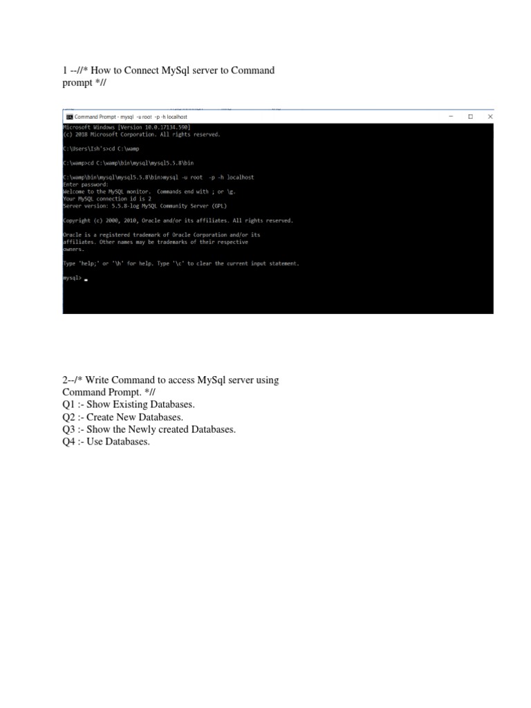 1 - // How To Connect Mysql Server To Command Prompt | PDF | Table ...