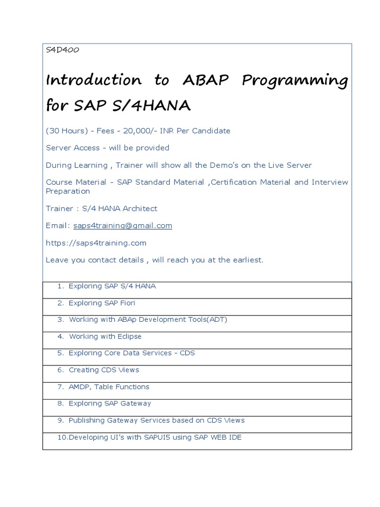 Abap s4 Hana | PDF
