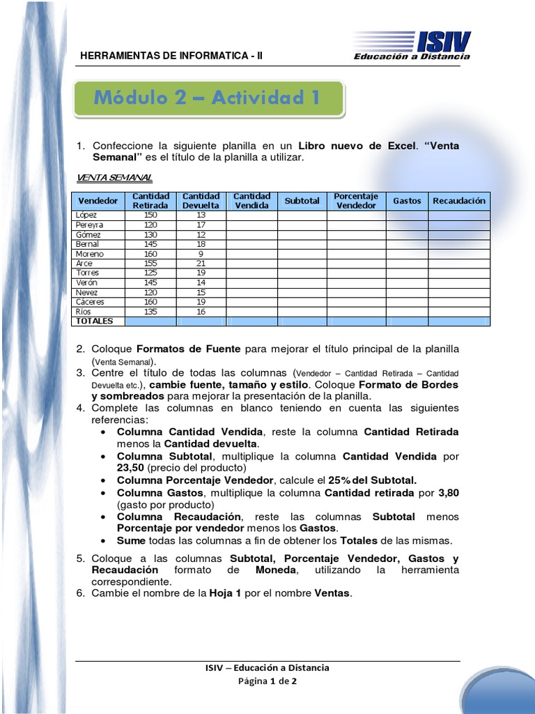 Actividad - Módulo 2 excel | PDF | Business