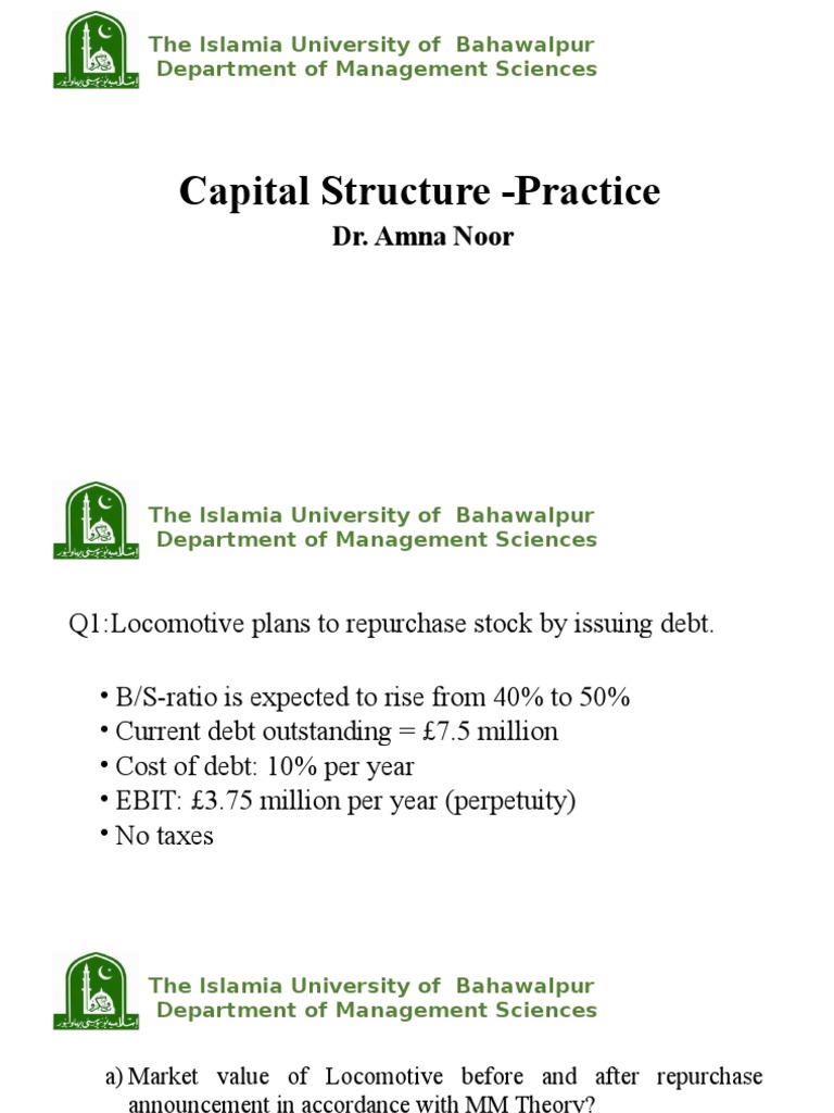 Capital Structure - Practice | PDF | Capital Structure | Bonds (Finance)