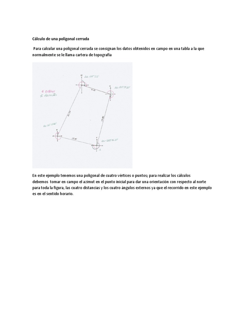 Cálculo de Poligonales Cerradas | PDF | Azimut | Enseñanza de matemática
