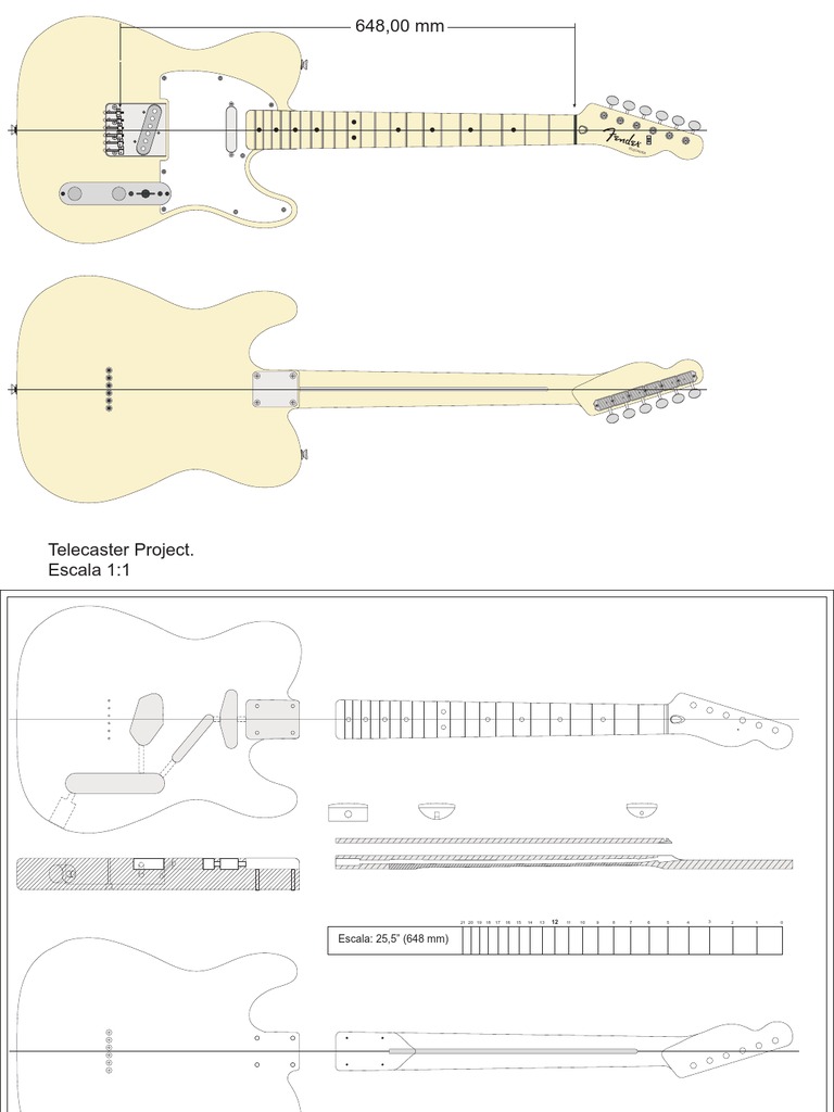 Telecaster Template and Dimensions PDF | PDF