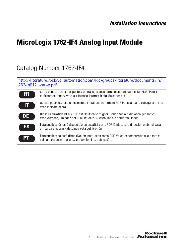 MicroLogix 1762-If4 Analog Input Module | PDF | Electrical Connector ...
