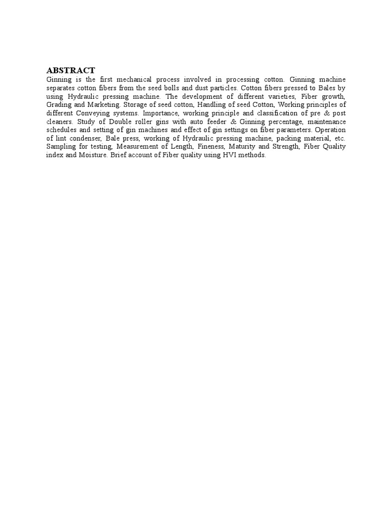 Cotton Ginning Processes | PDF | Cotton | Fibers