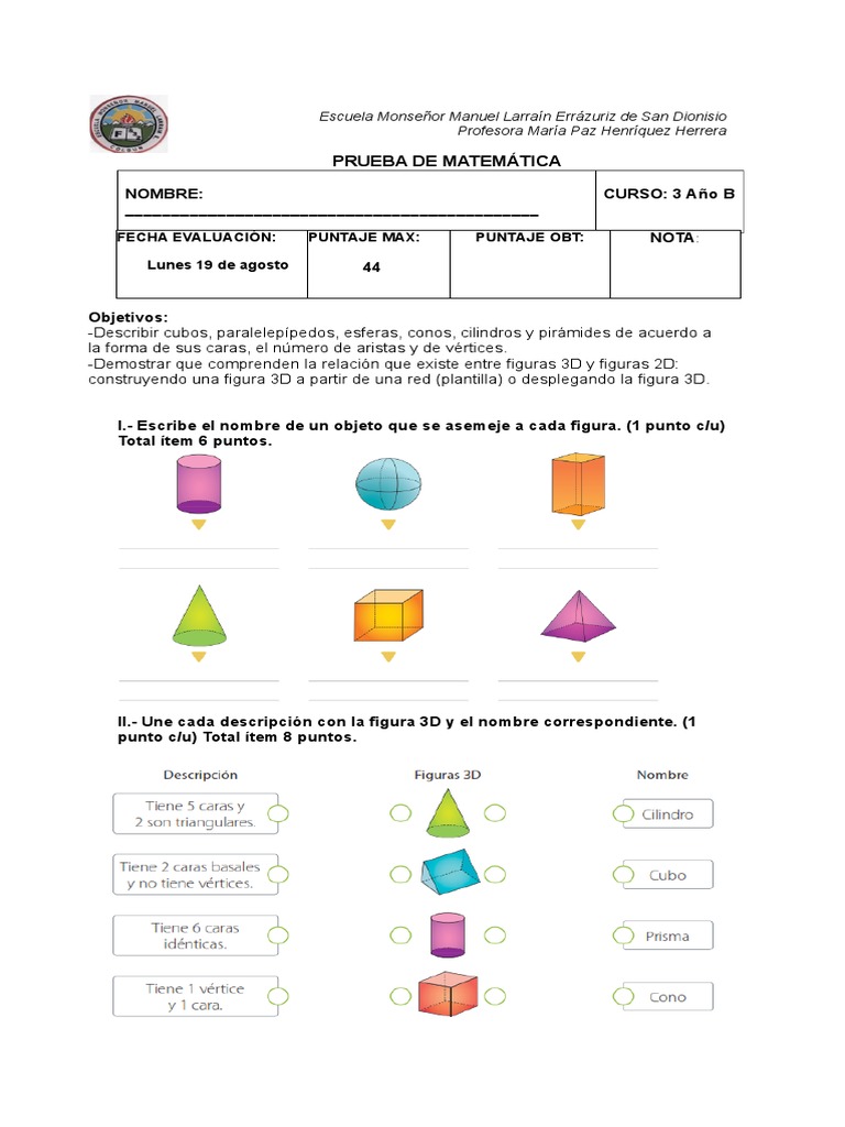 Prueba Figuras 2D Y 3D | PDF | Euclides | Geometria clasica