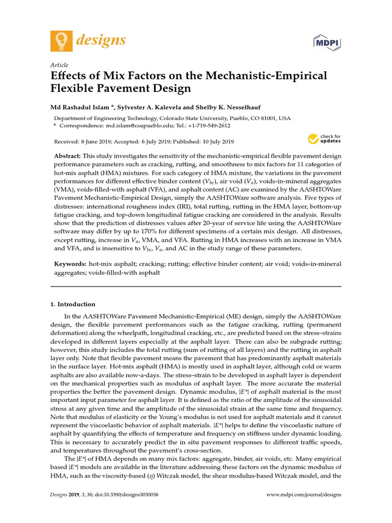 Designs: Ffects of Mix Factors On The Mechanistic-Empirical | PDF ...