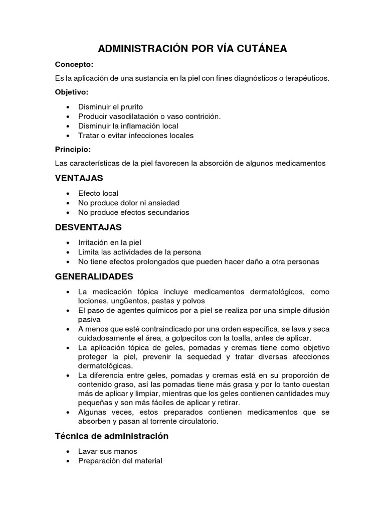Administración Por Vía Cutánea | PDF | Medicamentos con receta | Medicina
