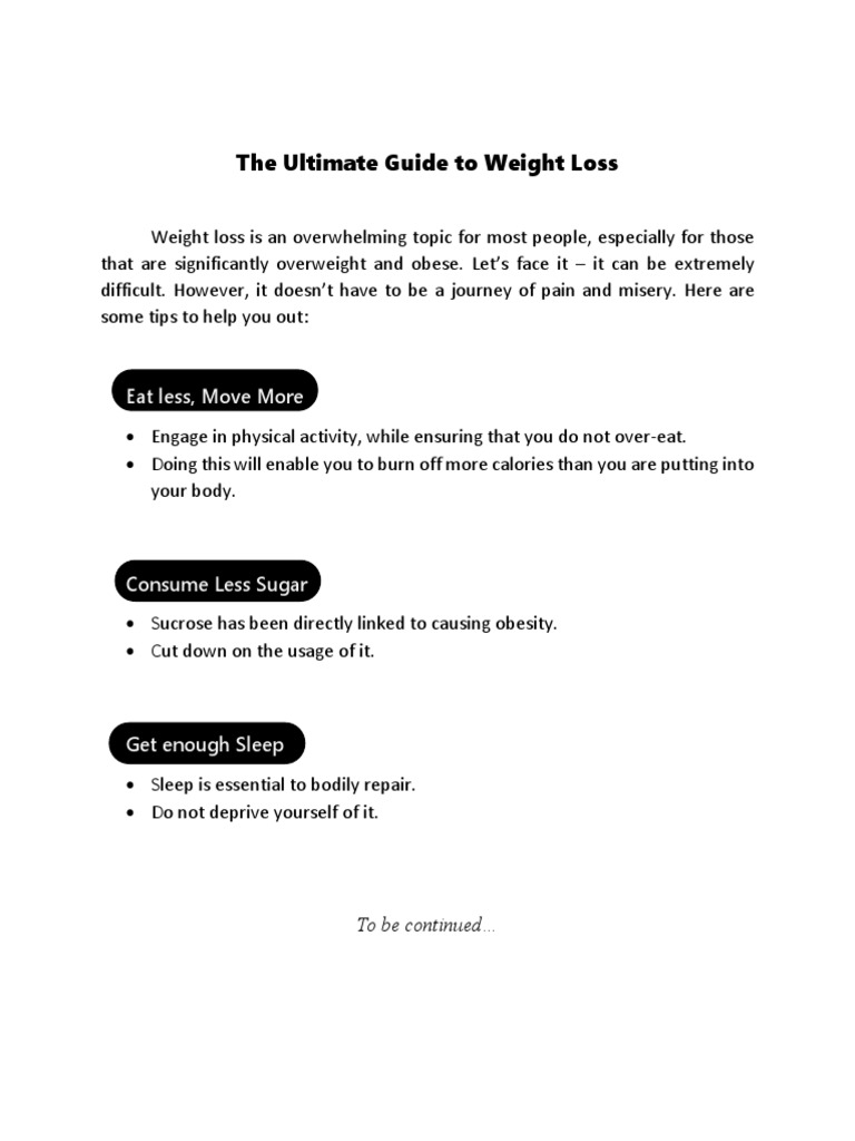 The Ultimate Guide To Weight Loss: Eat Less, Move More | PDF | Self ...