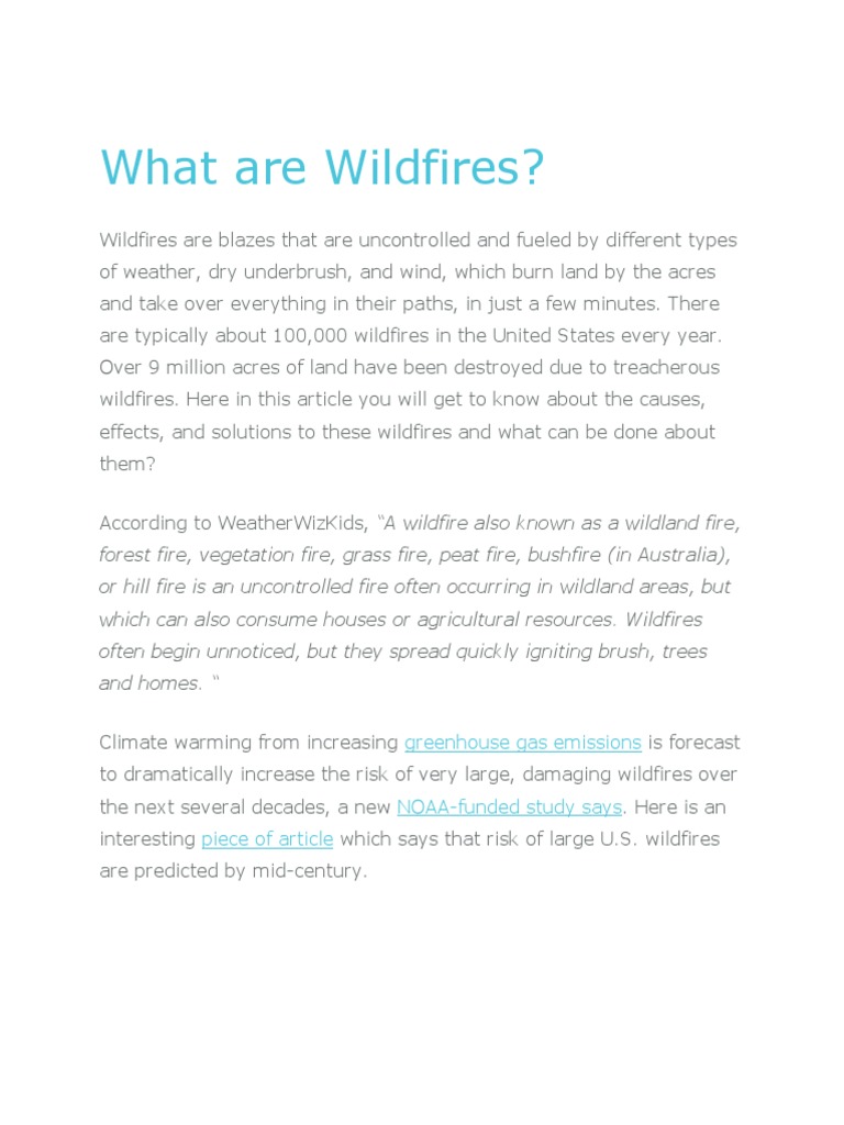 Causes, Effects and Solutions to Wildfires | PDF | Wildfire | Arson