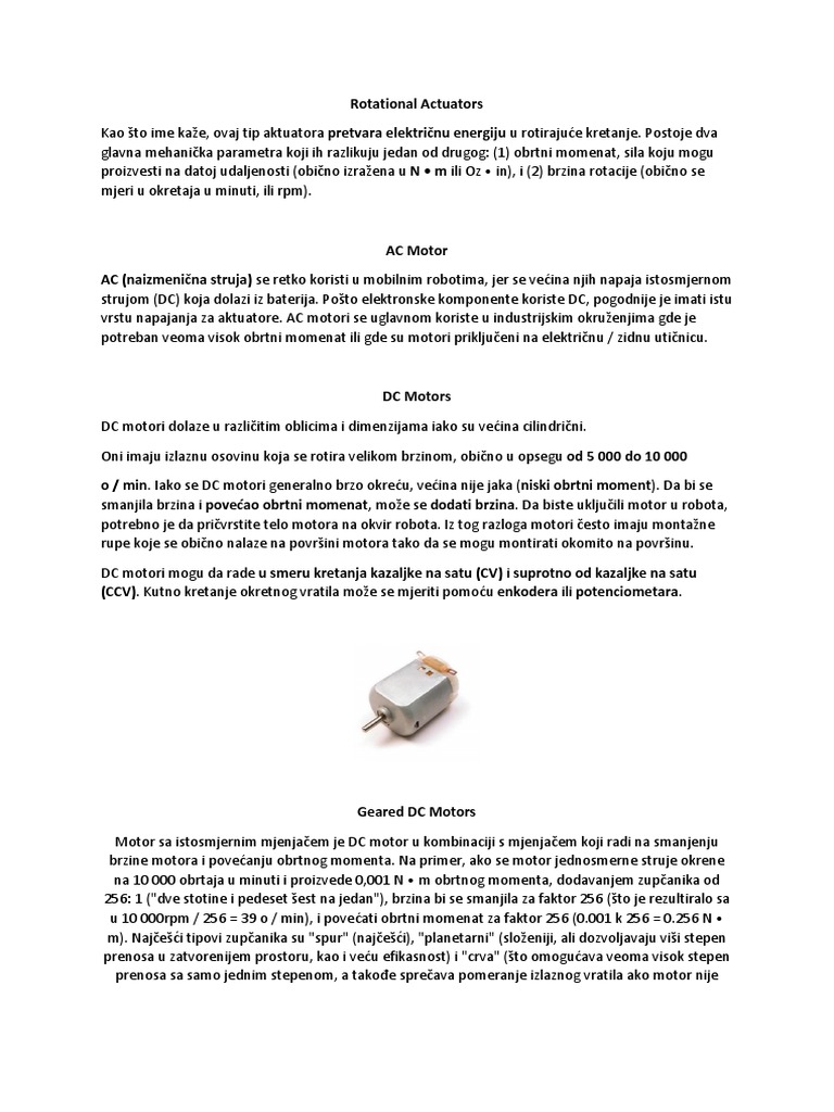 Rotacioni I Linearni Aktuatori | PDF