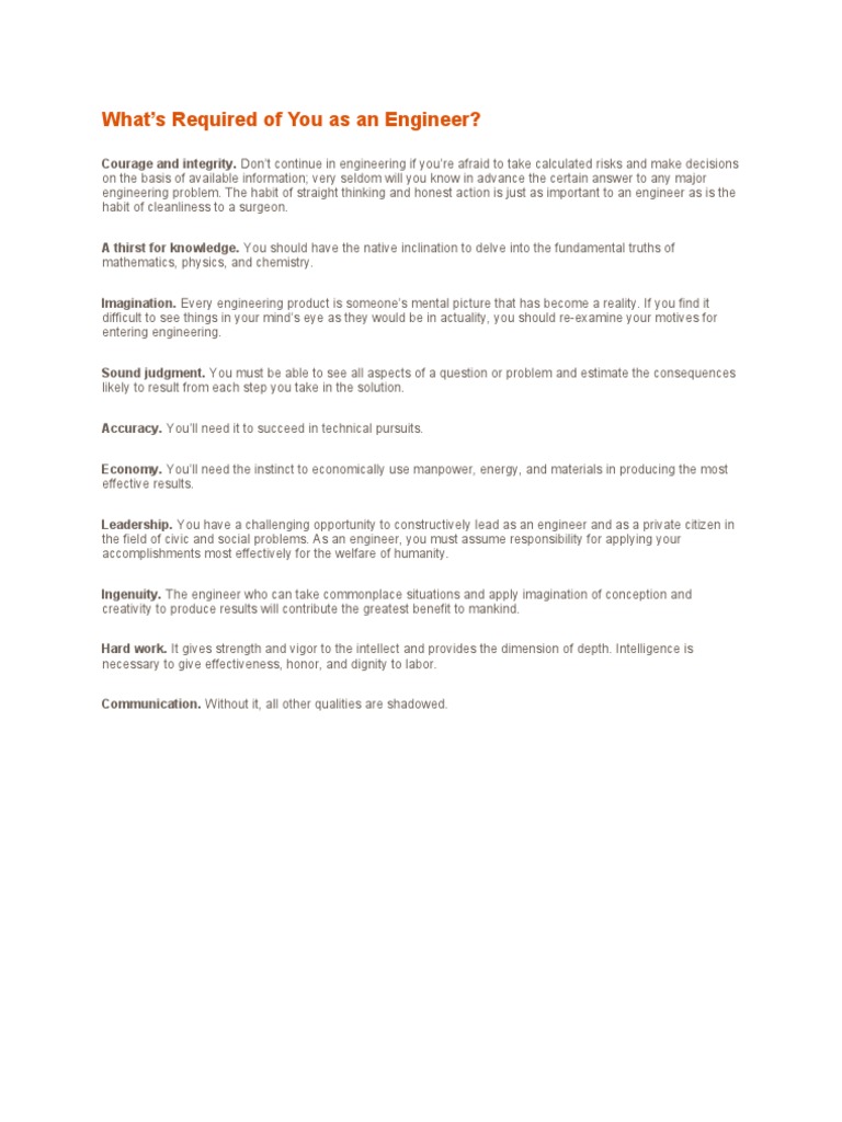 What Is Req To Be An Engineer | PDF