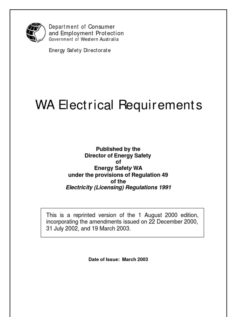 WA Electrical Requirements, Dept Consumer & Employment Protection | PDF ...