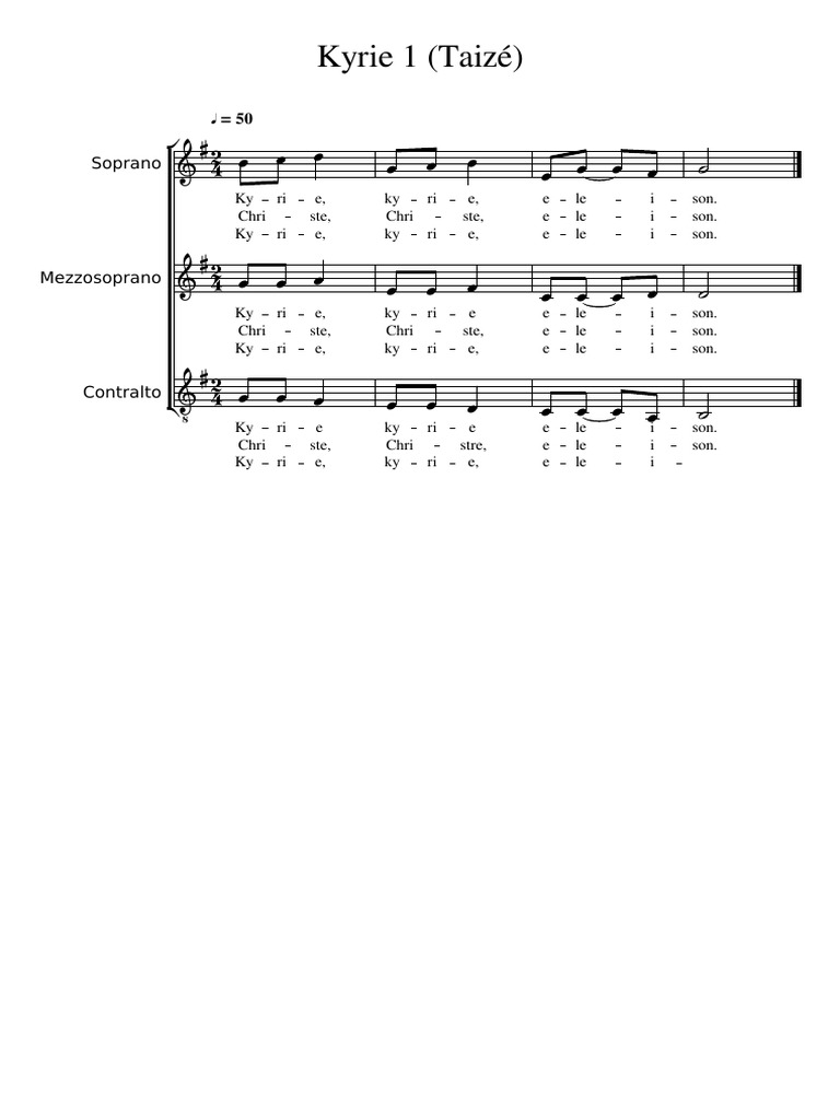 Kyrie 1 Taizé Sheet Music | PDF | Foreign Language Studies | Language ...