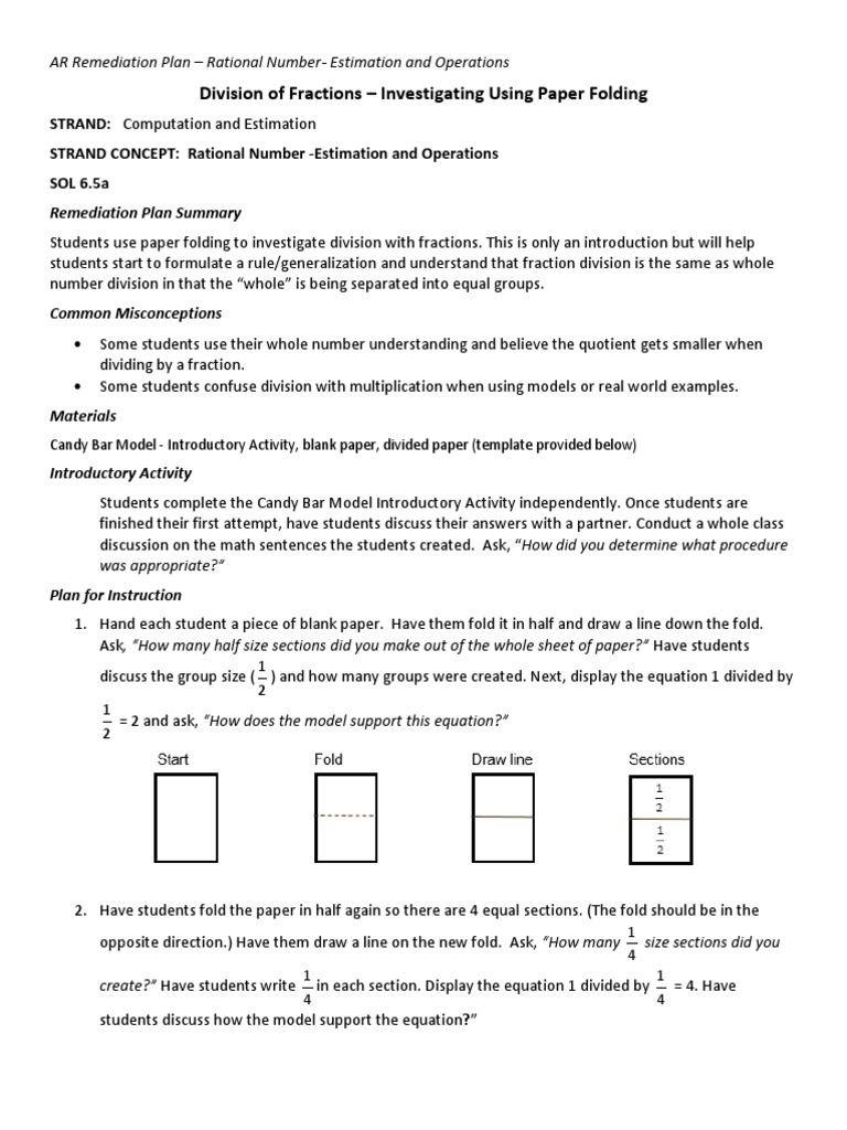 Div Frac Paper Fold 6 5a | PDF | Numbers | Fraction (Mathematics)