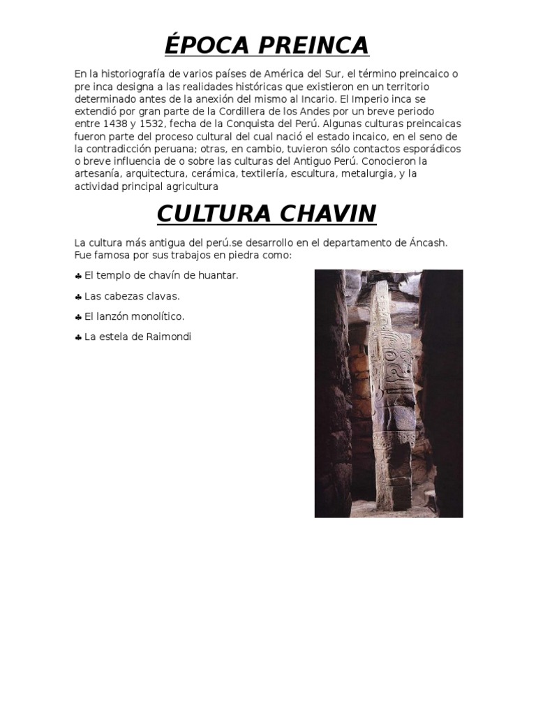Epoca Preinca | PDF | Imperio Inca | Perú