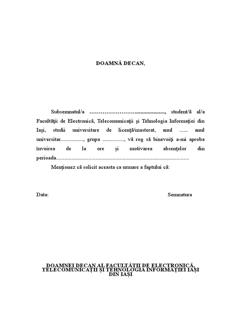 Cerere Motivare Absente Paste Catalolic | PDF