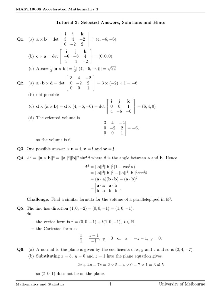 MAST10008 Accelerated Mathematics 1 | PDF | Plane (Geometry ...