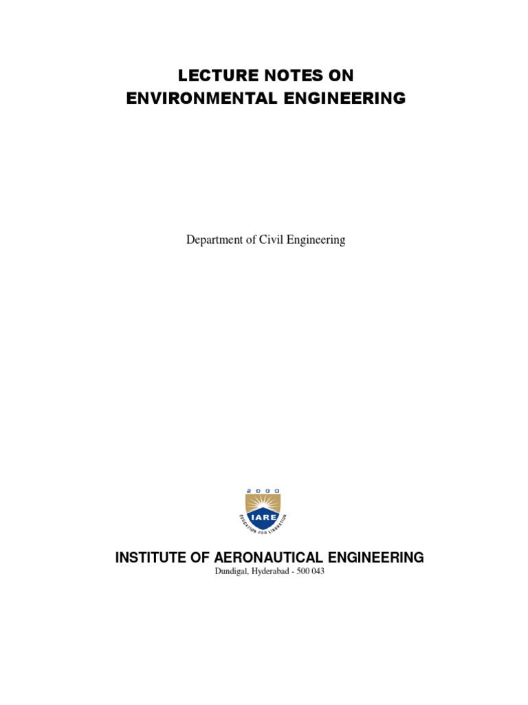 Environmental Engineering Notes PDF | PDF | Aquifer | Sewage Treatment