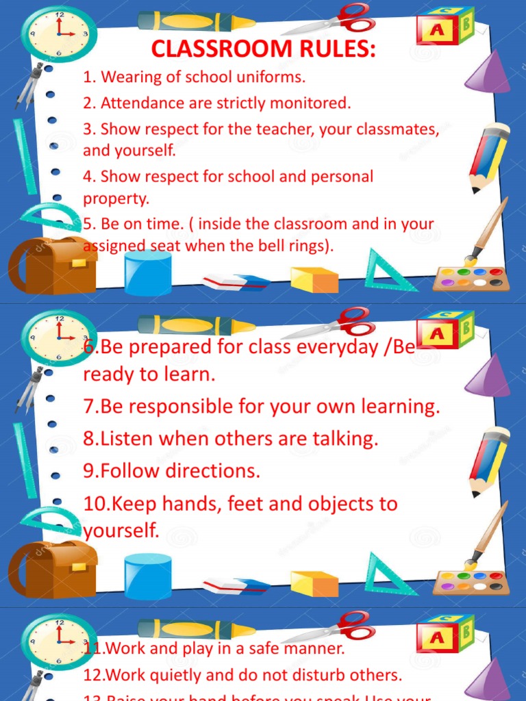 Classroom Rules Presentation | PDF