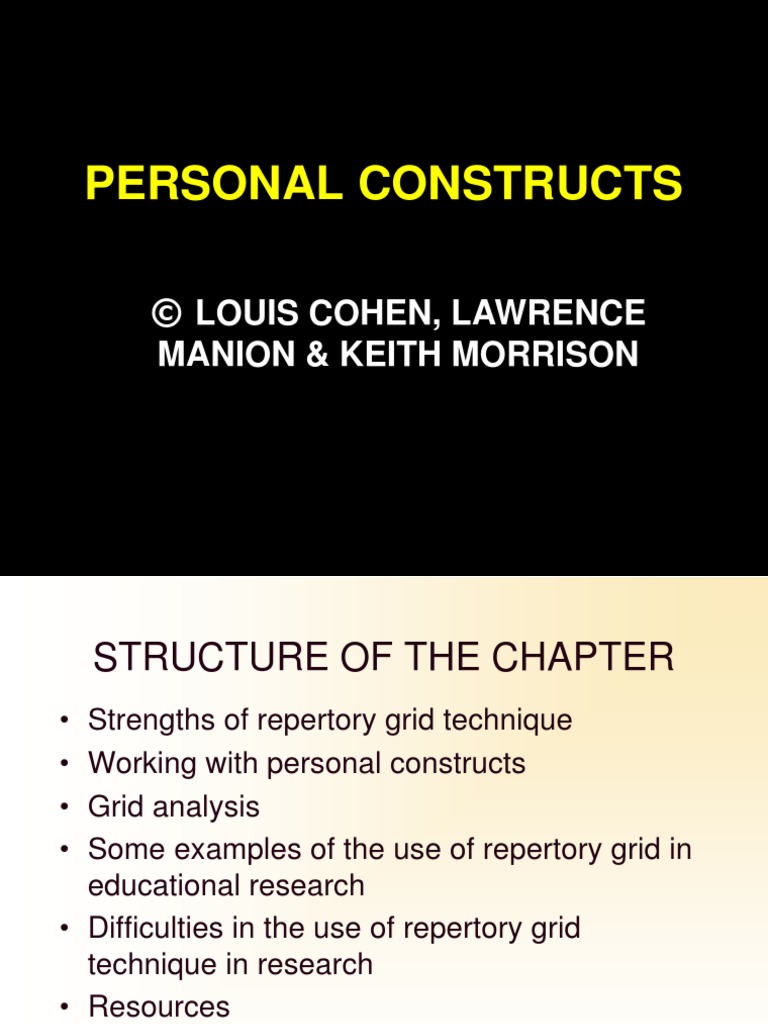 Personal Constructs: © Louis Cohen, Lawrence Manion & Keith Morrison ...