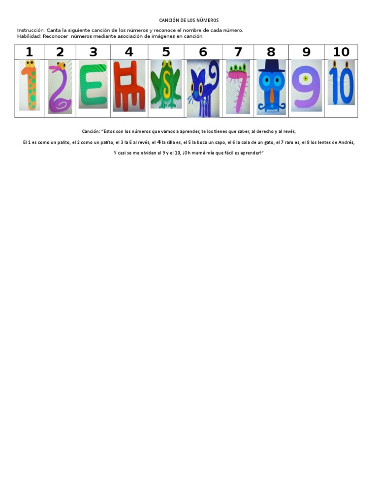 Refuerzo Cancion Numeros | PDF | Hogar, jardinería y bricolaje | Poesía