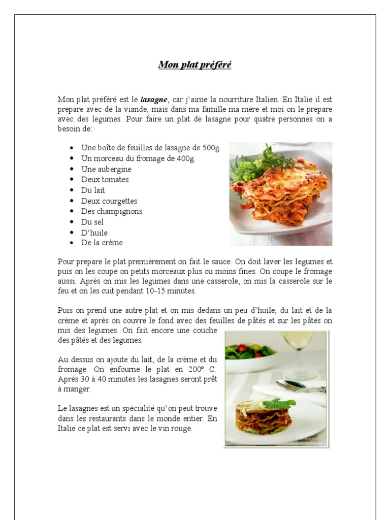 Mon Plat Préféré | PDF