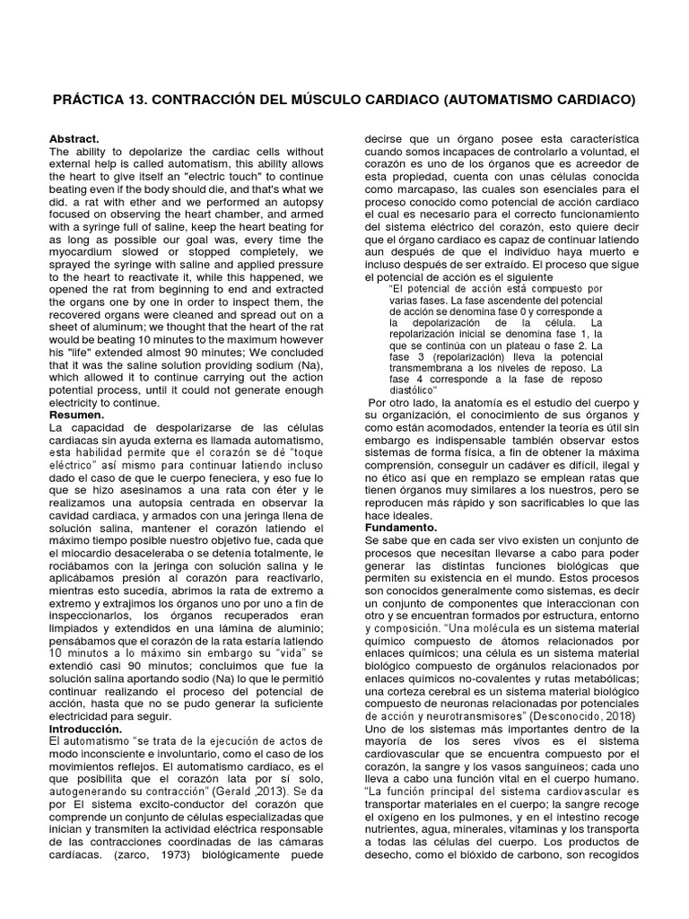 Automatismo Cardiaco | PDF | Corazón | Músculo