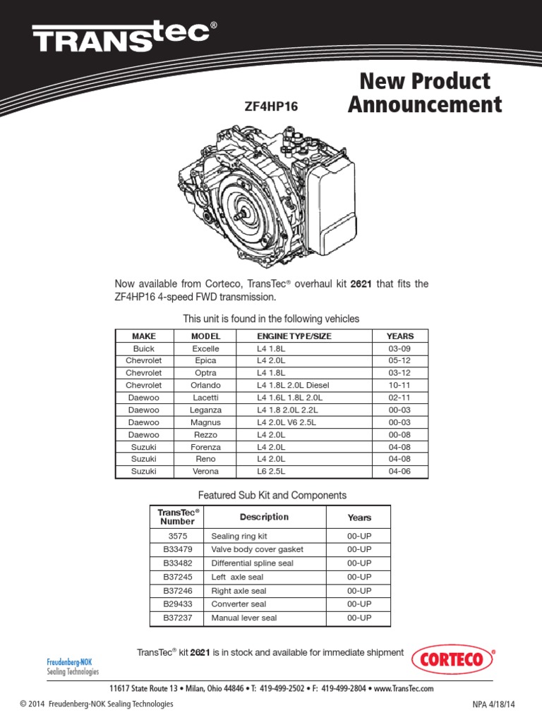 Transtec 4HP16 PDF | PDF | General Motors Marques | Automotive Industry