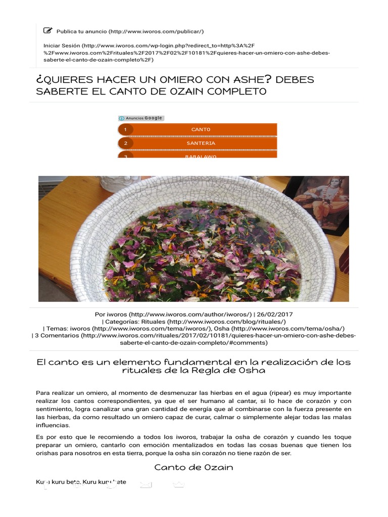 ¿Quieres Hacer Un Omiero Con ASHE - Debes Saberte El Canto de Ozain ...