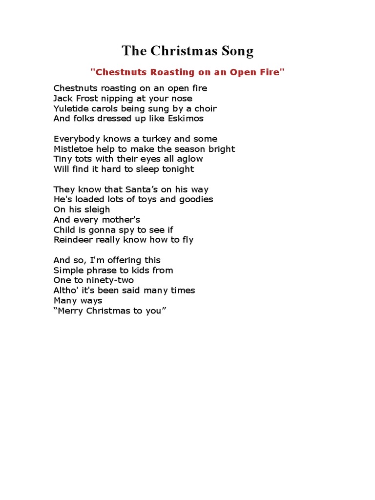 The Christmas Song | PDF | Christmas Music | December Observances