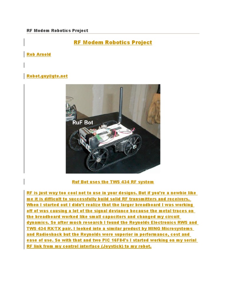 RF Modem Robotics Project | PDF | Bit | Electronics