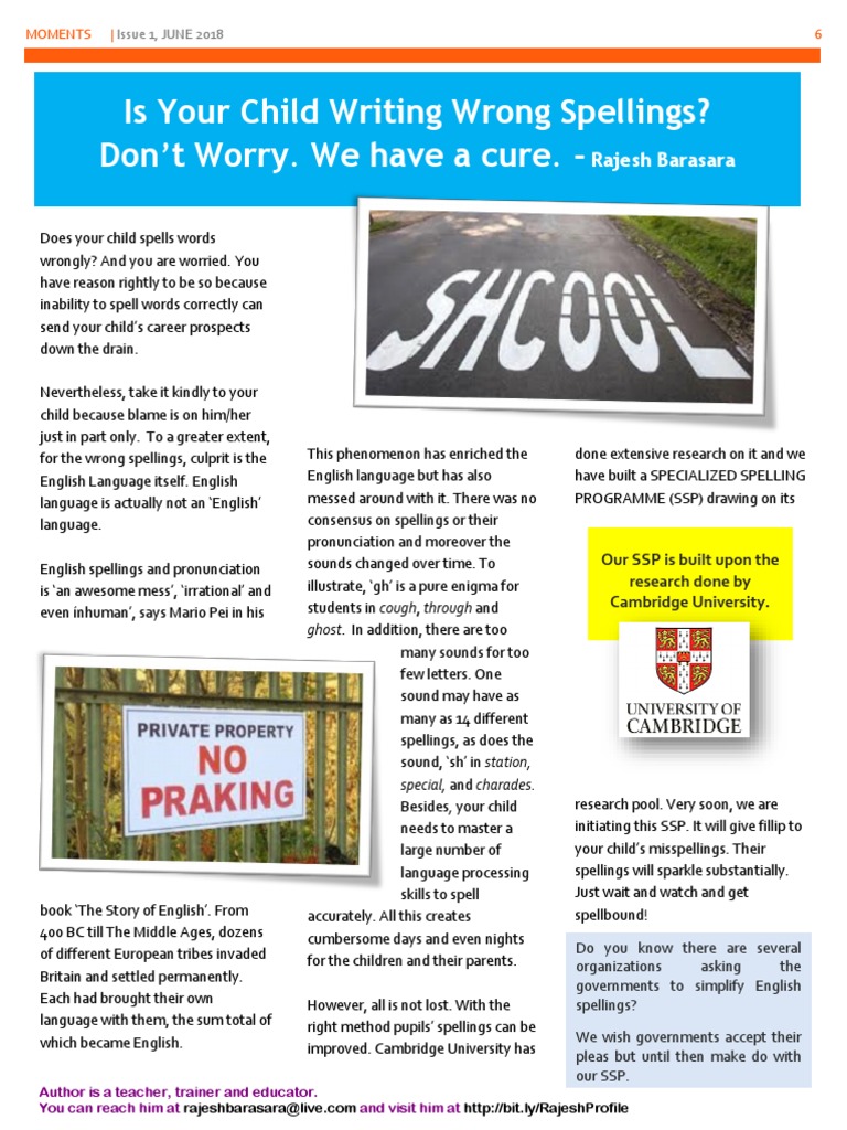 Is Your Child Writing Wrong Spellings? Don't Worry. We Have A Cure ...