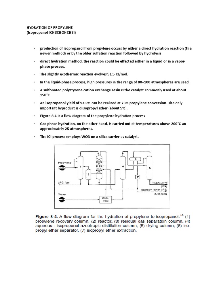Hydration of Propylene | PDF | Sulfuric Acid | Chemical Substances