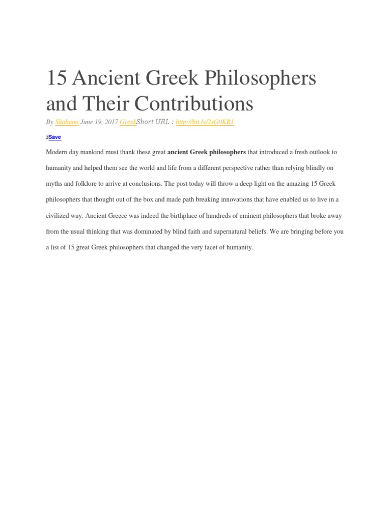 15 Ancient Greek Philosophers and Their Contributions: by Short URL ...