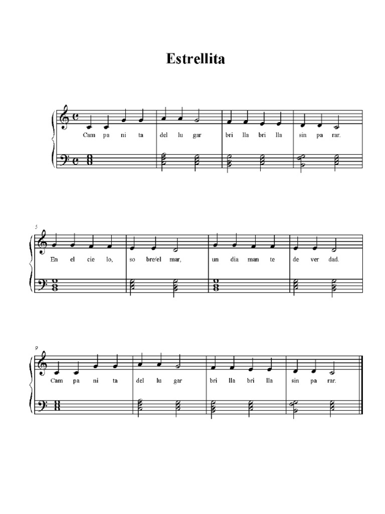 Partitura Estrellita Piano PDF | PDF