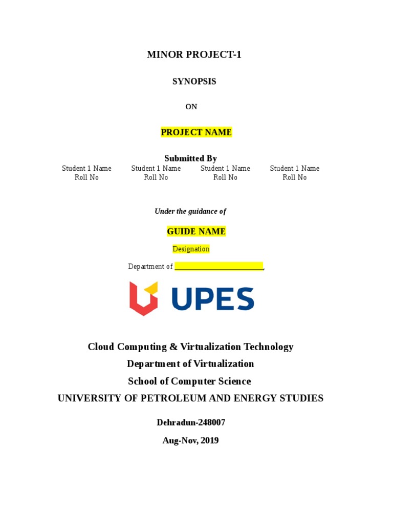 Minor Project-1: Synopsis | PDF