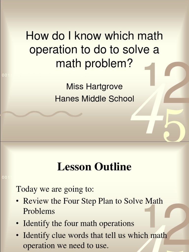 How Do I Know Which Math Operation To Do To Solve A Math Problem? | PDF ...