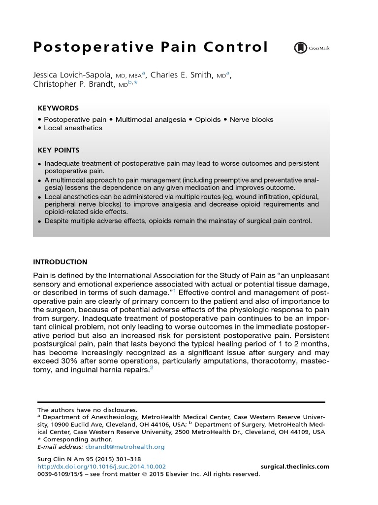 Postoperative Pain Control | PDF | Analgesic | Opioid