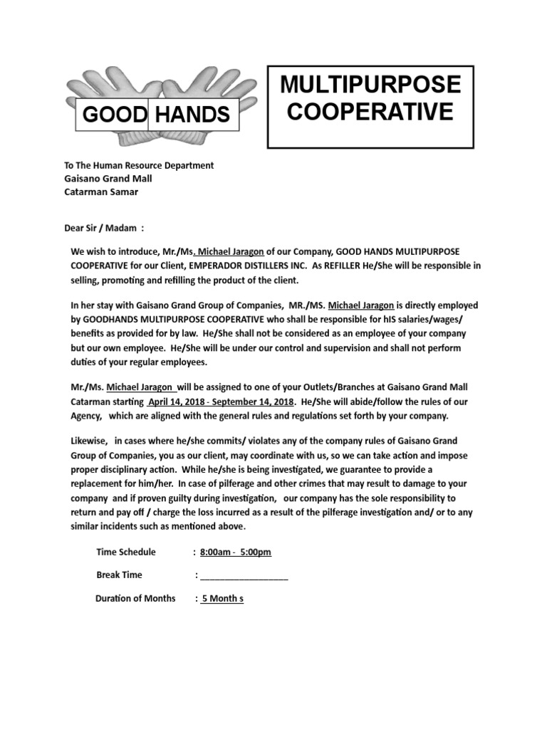 Good Hands: Multipurpose Cooperative | PDF | Employment | Labor