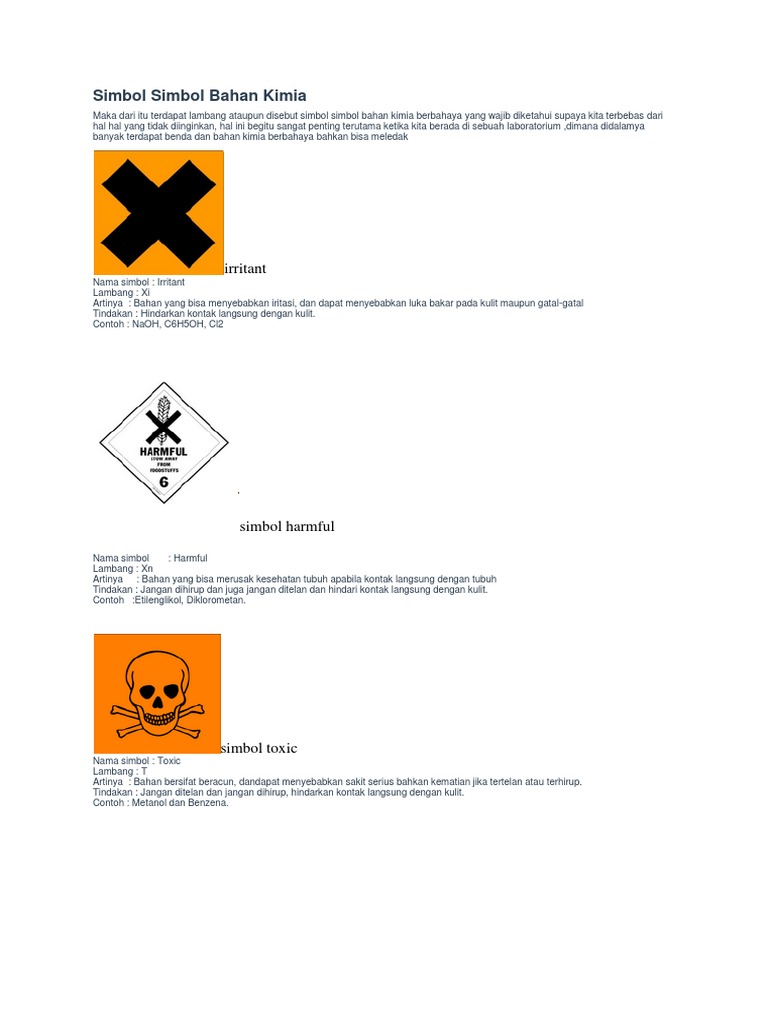Simbol Simbol Bahan Kimia | PDF | Kajian Bahasa Asing | Sains & Matematika