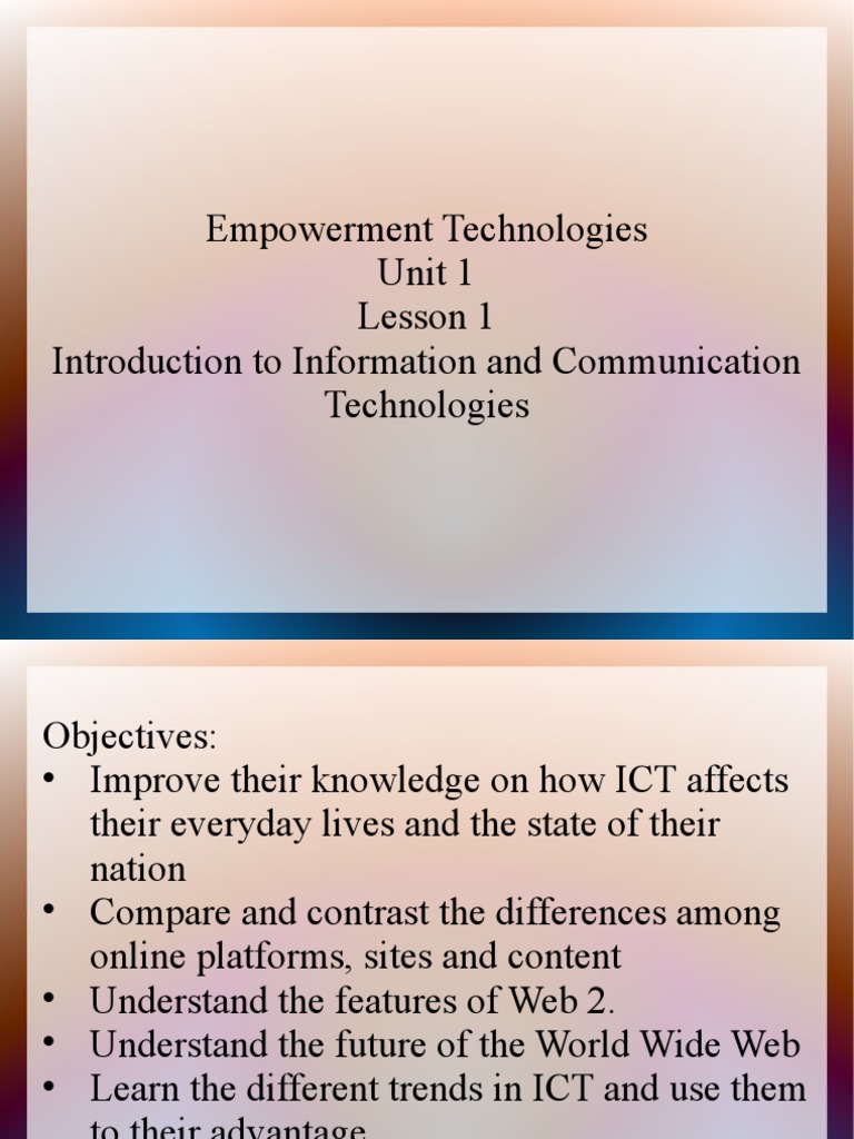 Empowerment Technologies Unit 1 Lesson 1 Introduction To Information ...