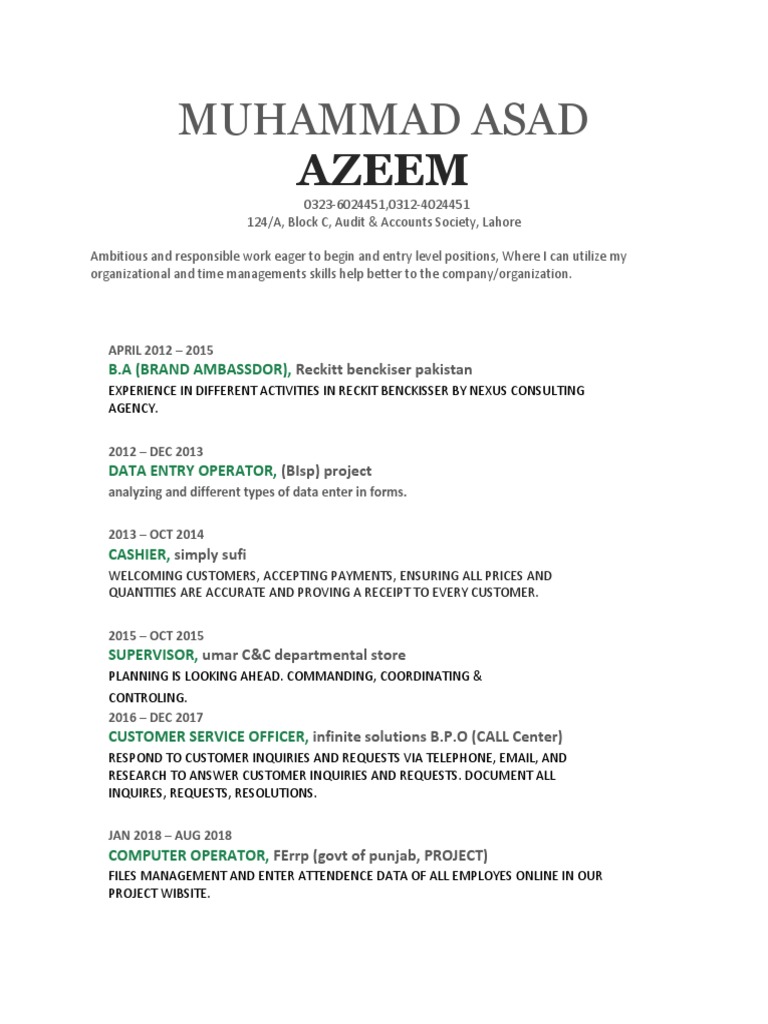 Asad Azeem (New Resume) | PDF
